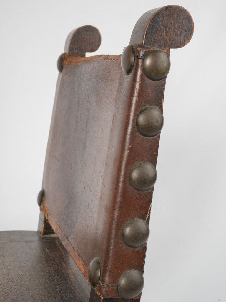 Low Vintage Oak and Leather Chair – Chez Pluie