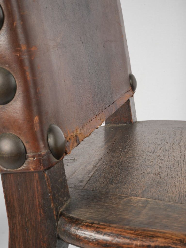 Low Vintage Oak and Leather Chair – Chez Pluie