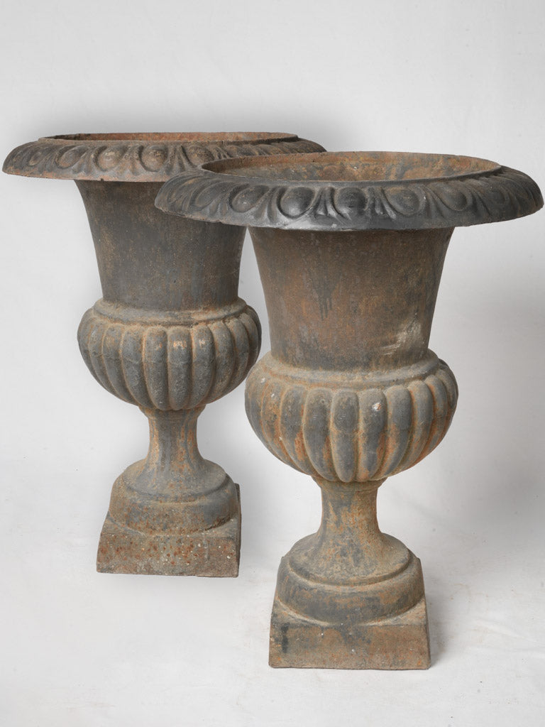 Antique French cast iron garden planters and urns