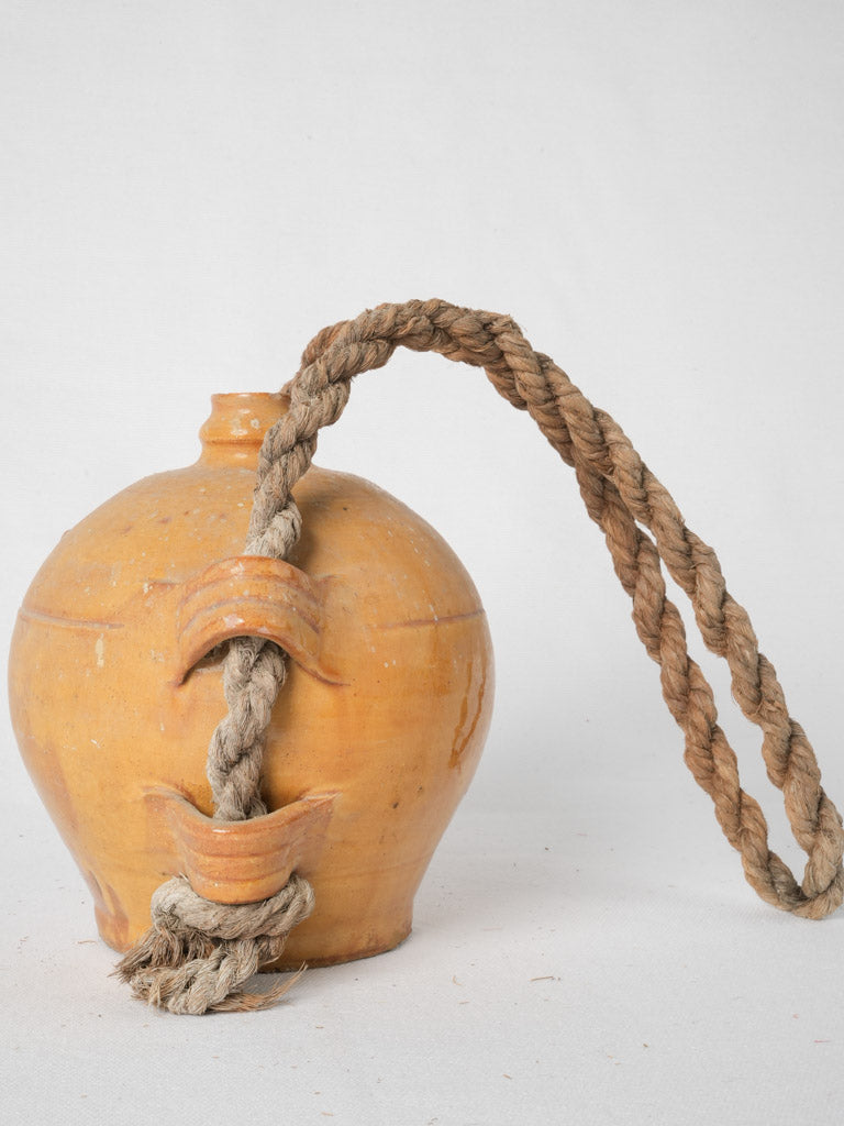 Petit 1950s 'conscience' water jug - yellow w/ rope – Chez Pluie