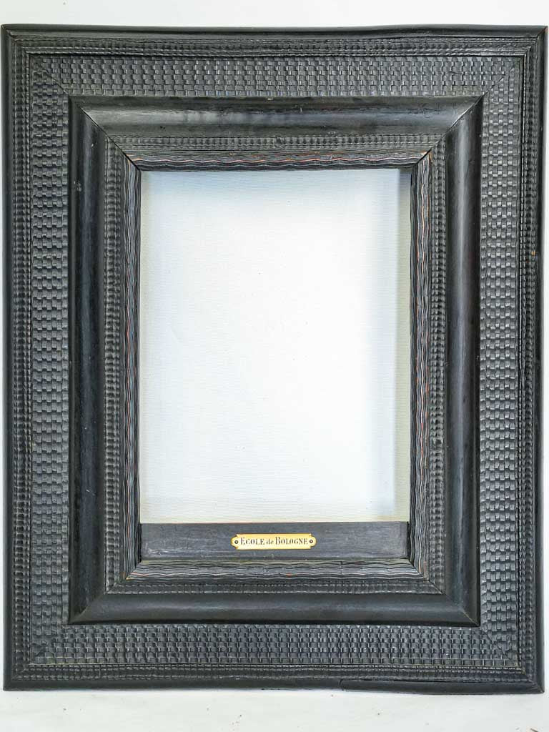 17th-Century Italian Ebonized Wood Frame With Guilloché Design - 28" x