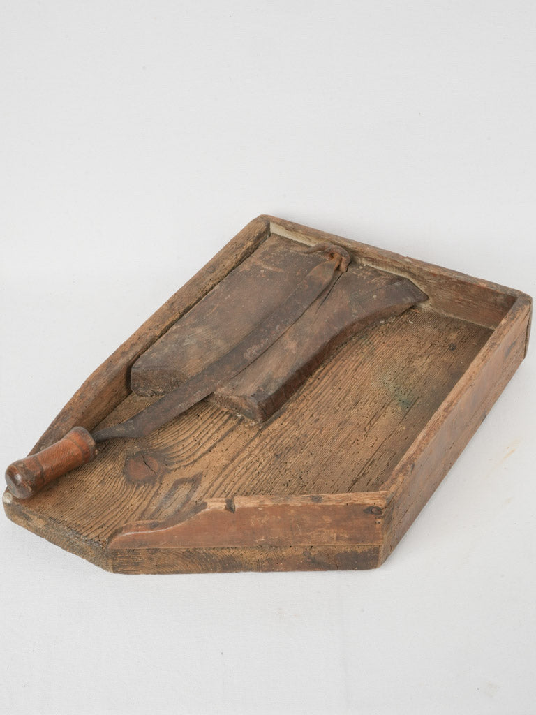 Early 20th-Century French Bread Slicer Guillotine in Chestnut Wood 22"