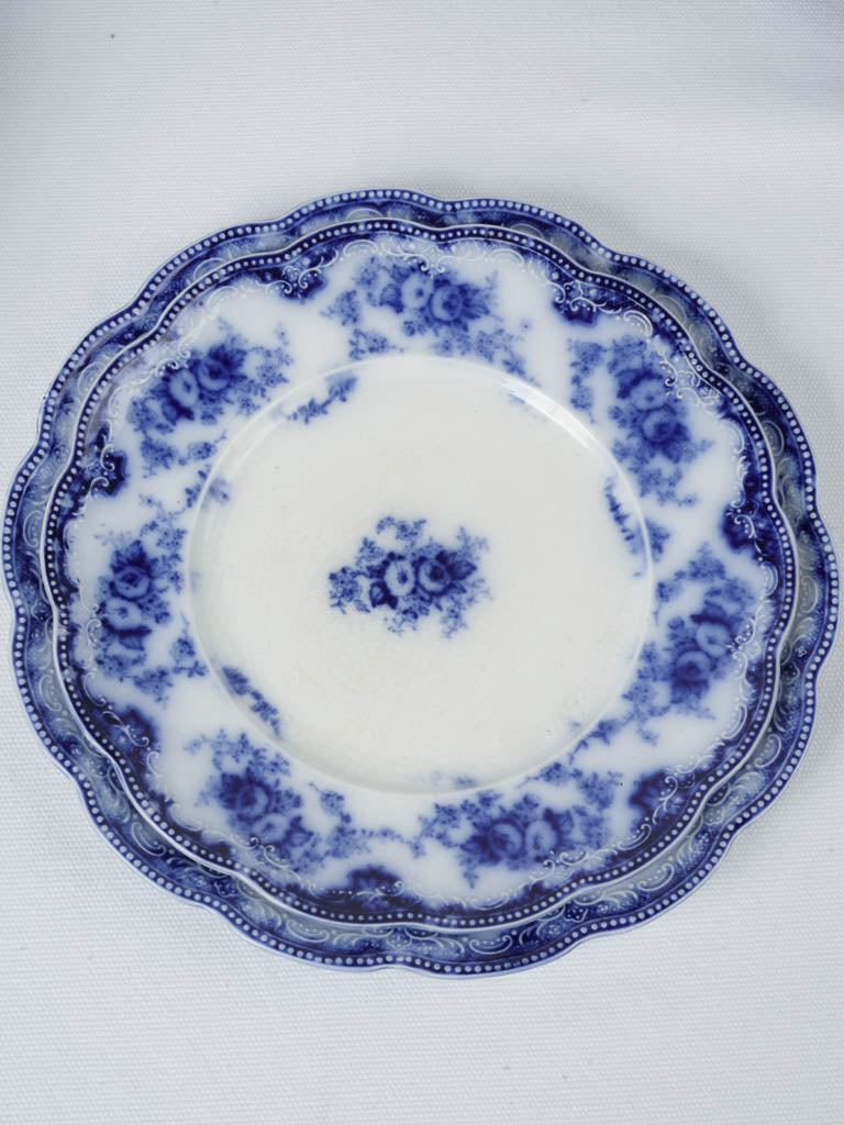 Collection of antique English blue & white dinnerware - "Florida" patt ...