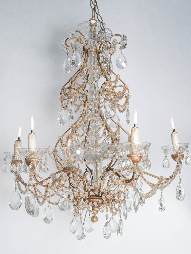 19th-century 6-light Rococo-style Italian chandelier
