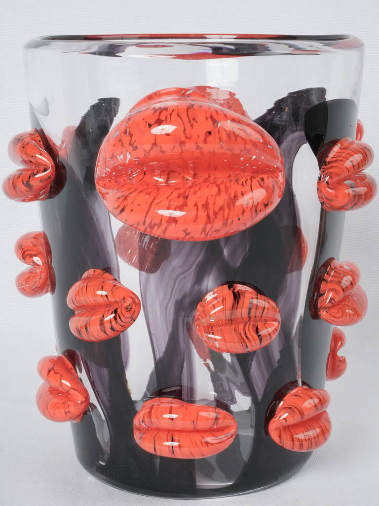 Kiss Me Everywhere Ice Bucket W Red Blown Glass Lips By Léa Novaro