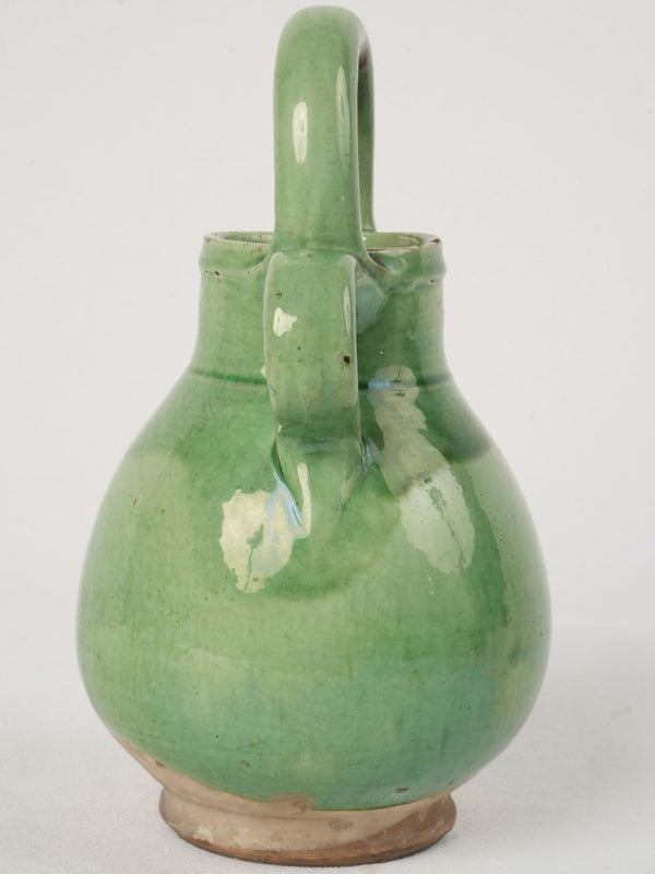 Small Antique French Green-Glazed Water Pitcher, 9¾"