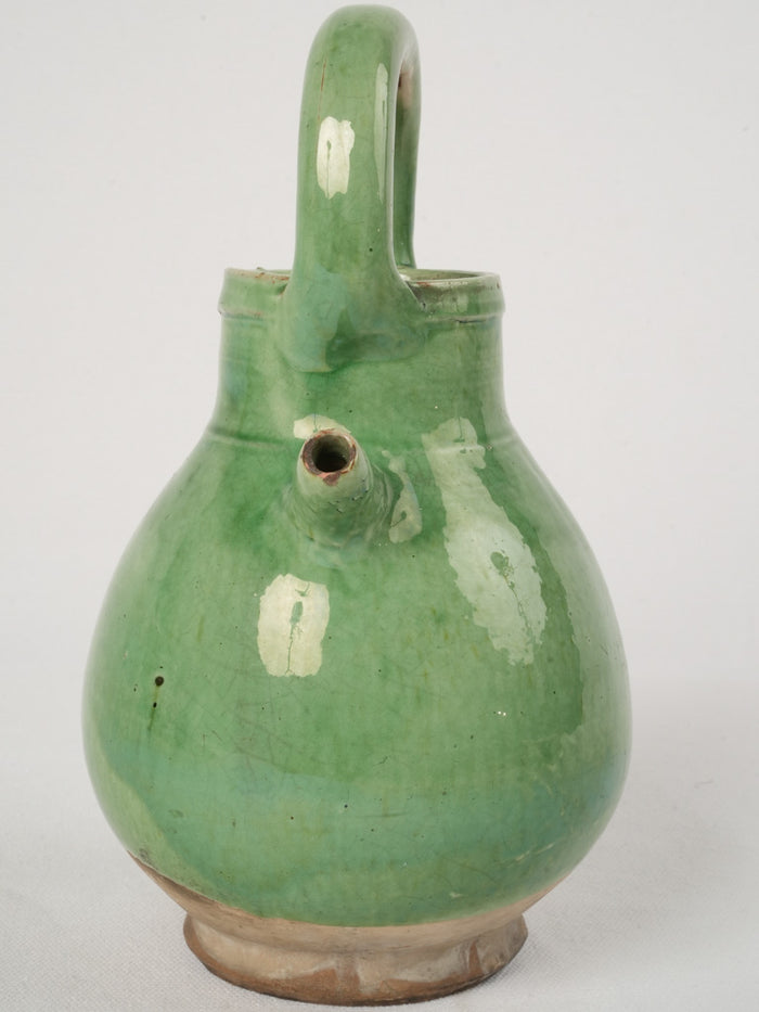 Small Antique French Green-Glazed Water Pitcher, 9¾"