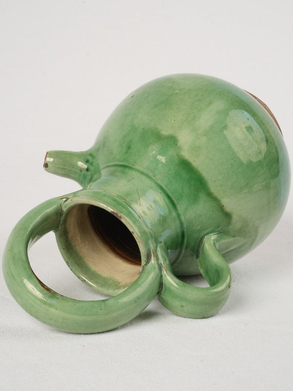 Small Antique French Green-Glazed Water Pitcher, 9¾"