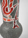 Large French volcanic black ceramic pitcher w/ red-glazed woodpecker d
