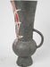 Large French volcanic black ceramic pitcher w/ red-glazed woodpecker d