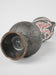 Large French volcanic black ceramic pitcher w/ red-glazed woodpecker d