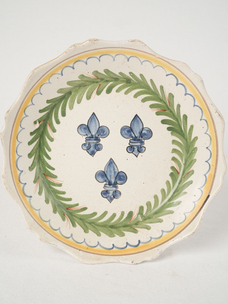 Antique French Plate w/ Fleur-de-Lis & Laurel Wreath Design, 9"