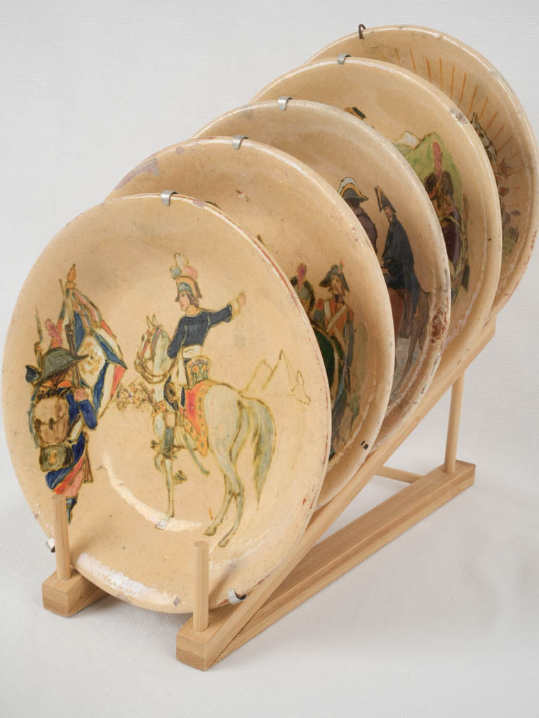 19th-century set of 10 of French Napoleon campaign plates & platter