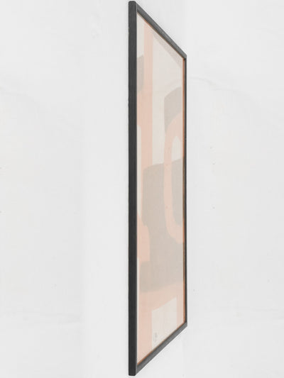 Large modern abstract pastel- orange taupe w/ black frame - Caroline B