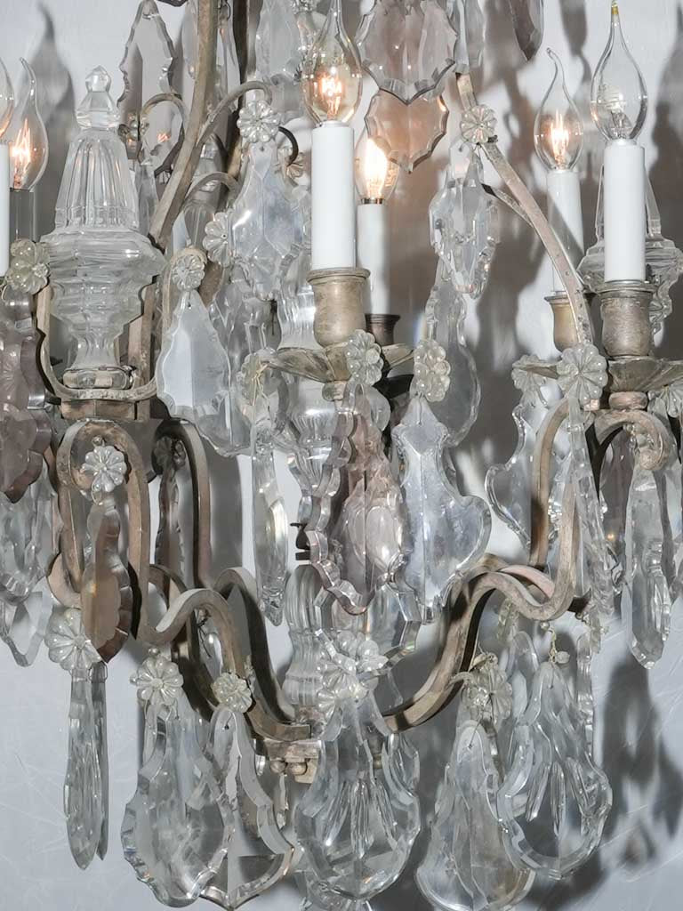 Antique French 10-light chandelier w/violet-tinted crystal droplets 39 ...