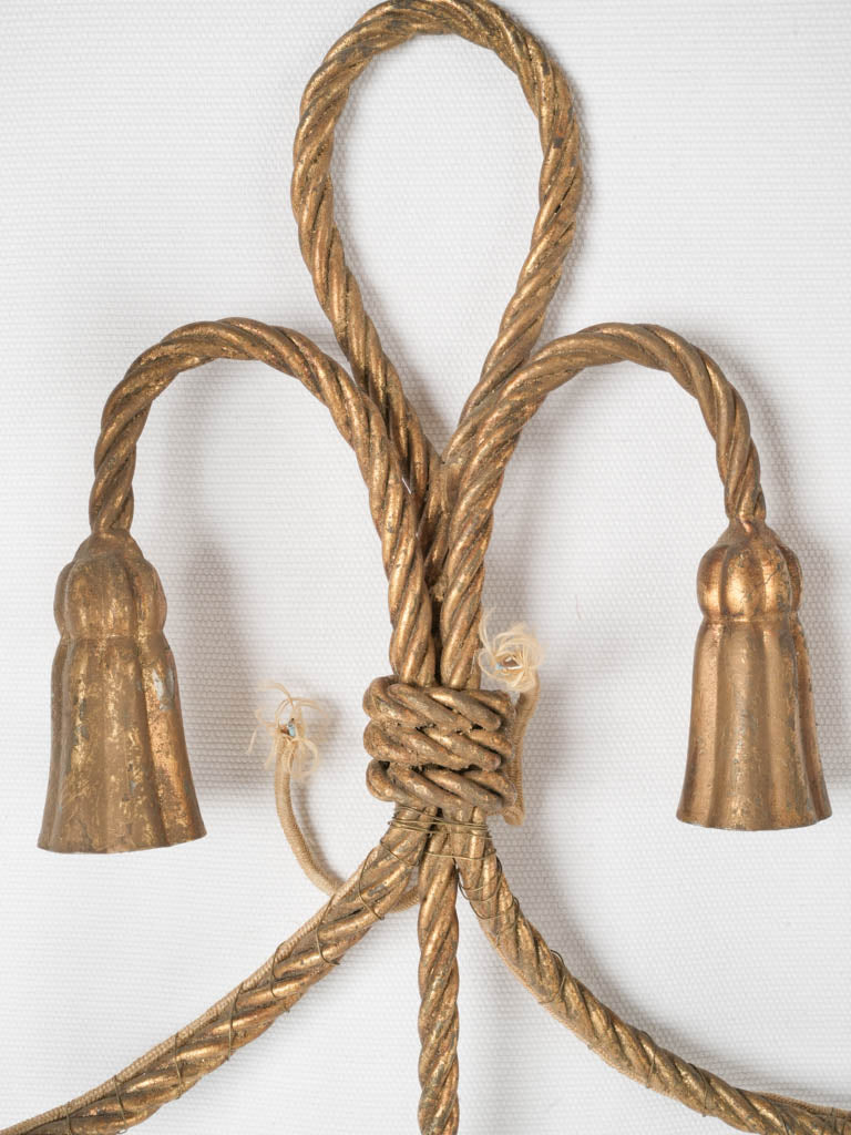 Pair of French antique woven rope gilded wall sconces 15¼" – Chez Pluie
