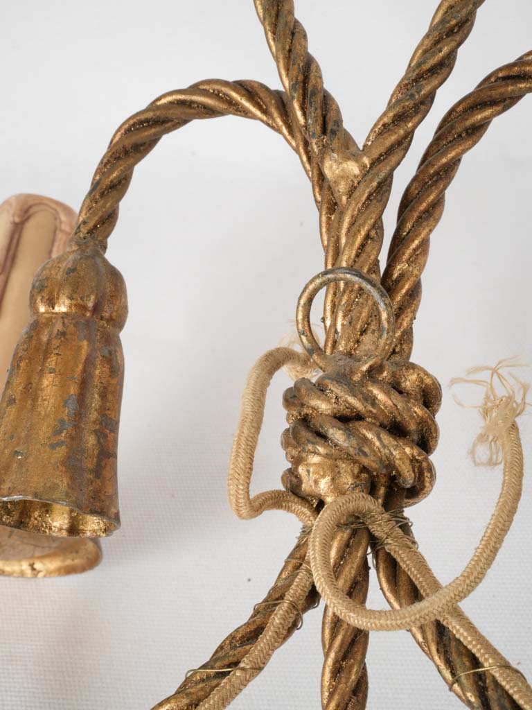 Pair of French antique woven rope gilded wall sconces 15¼" – Chez Pluie