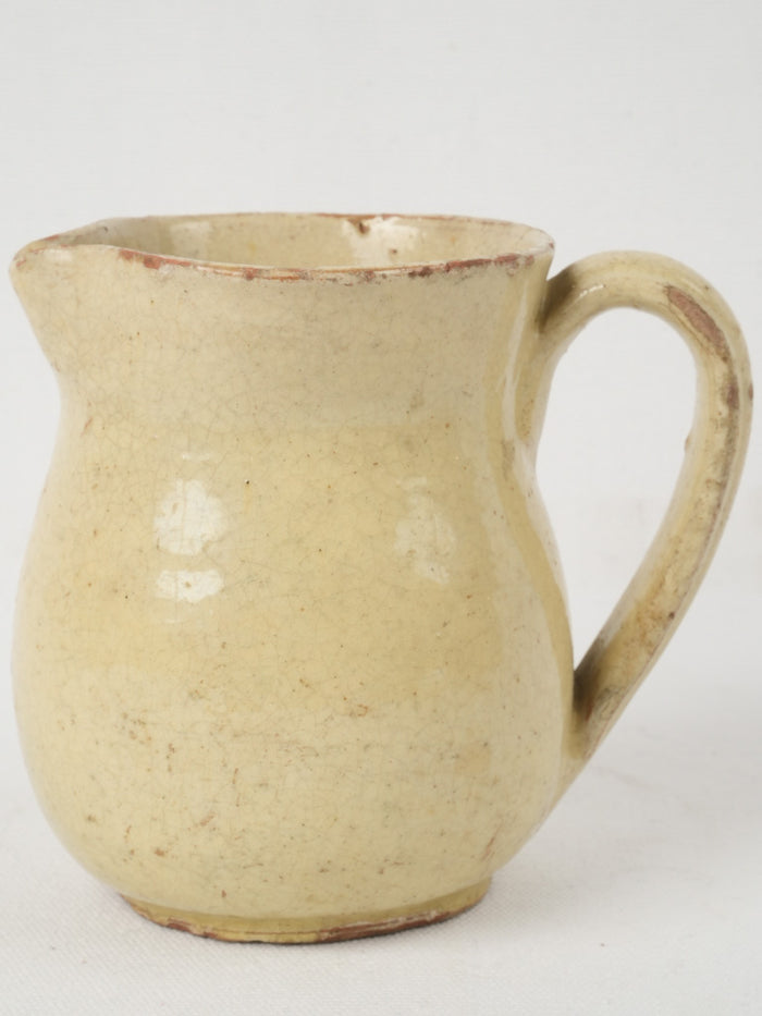 Antique French pitcher w/ yellow glaze - small 5½"