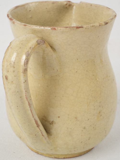 Antique French pitcher w/ yellow glaze - small 5½"