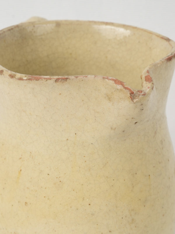 Antique French pitcher w/ yellow glaze - small 5½"