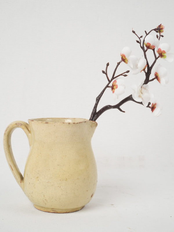 Antique French pitcher w/ yellow glaze - small 5½"