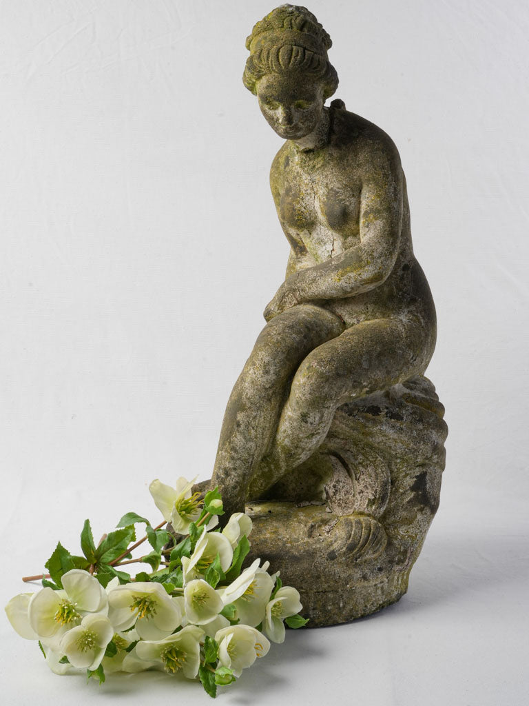 1950s Garden Statue Of A Bathing Woman W/ Mossy Patina - 24¾"