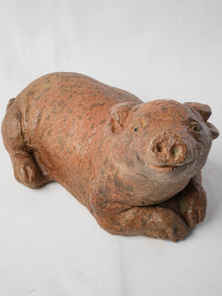 Adorable Little Pig Garden Ornament In Reconstituted Stone - 14¼"
