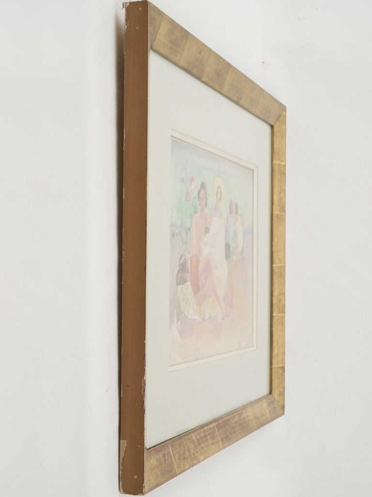 20th-century watercolor beachscape painting by Odilon Roche 19" x 22½ ...