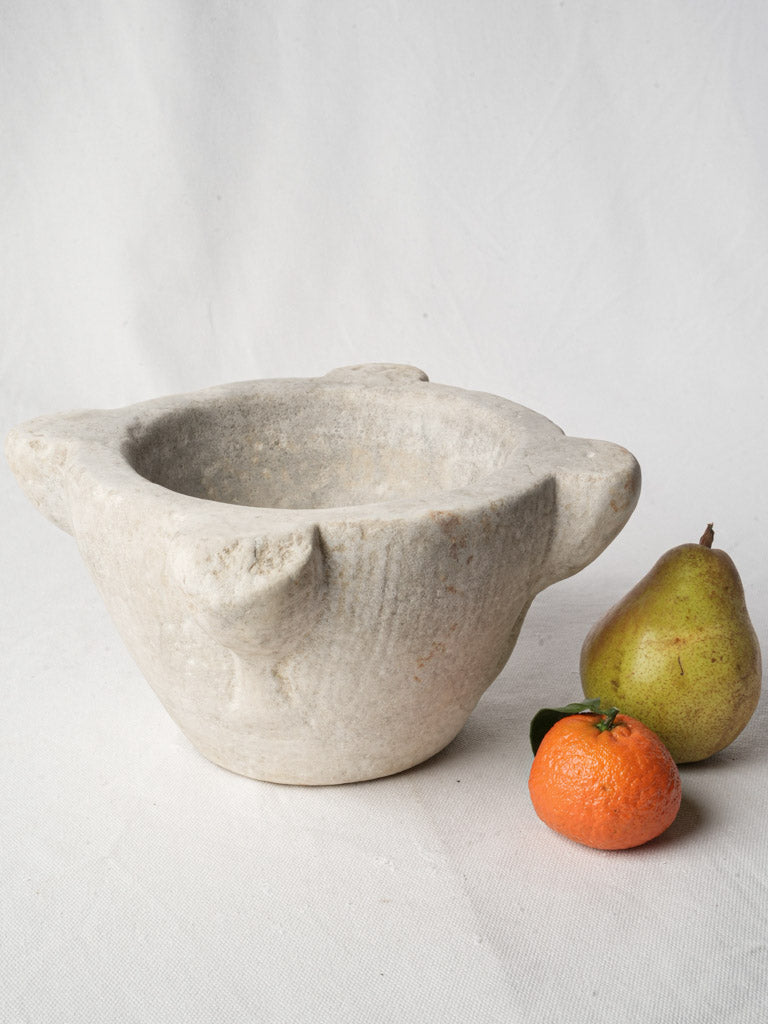 18th-Century Carved Marble Quadrilobed Mortar - 5" x 11"
