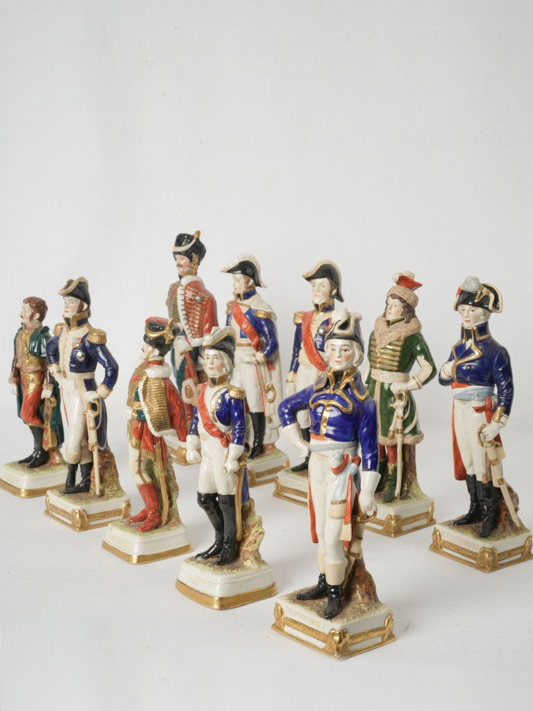 Rare collection of 10 porcelain Napoleonic military figurines
