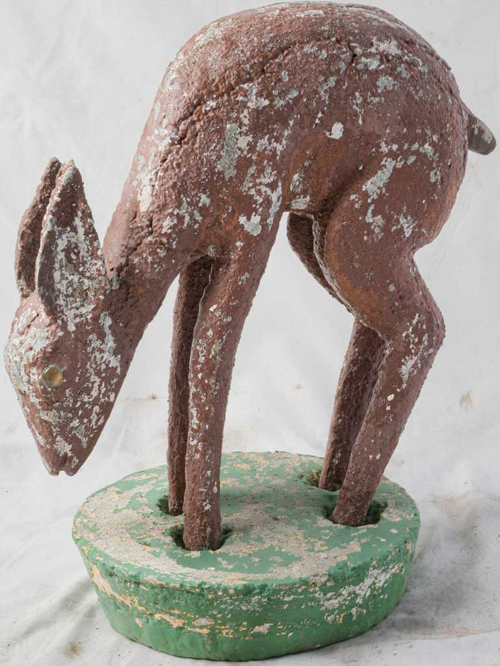 Mid-20th Century Naive Style Concrete Fawn Garden Sculpture - 26"