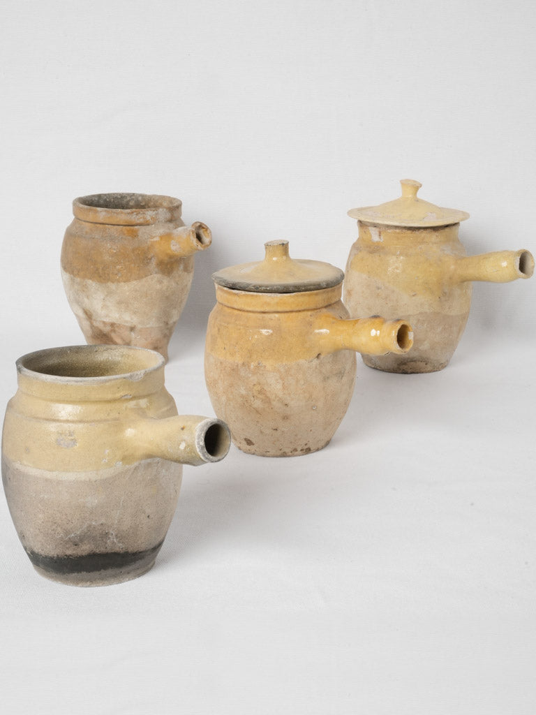 Set of 4 Antique French cooking pots 6¼"