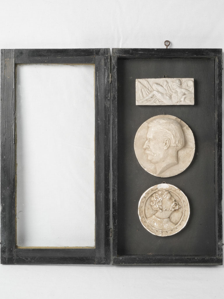 Portrait medallions in 19th century wood frame 20½" x 10¾"