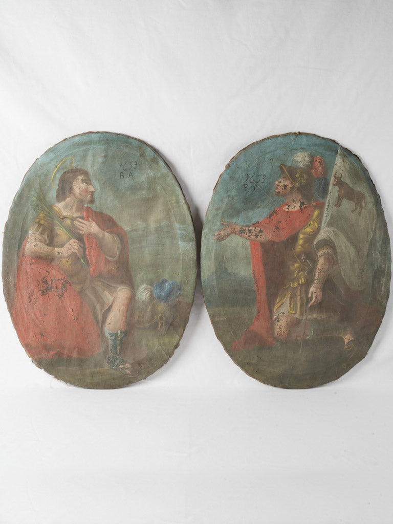 17th century pair of Italian religious portraits 32¼" x 24½"