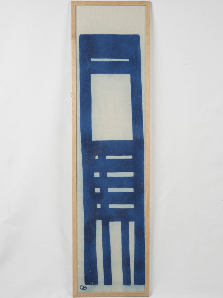 Very large narrow portrait of a blue slatted chair - C. Beauzon 55" x