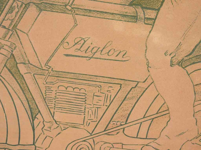 Huge Aiglon motrobike & bicycle advertising poster - 1904 - 50¾" x 39¾