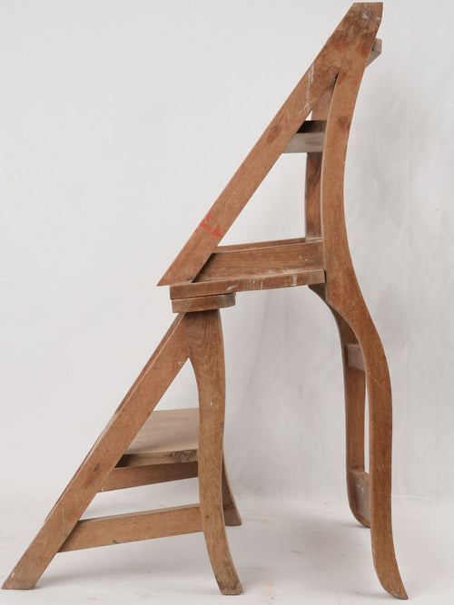 Vintage French wooden library step ladder / chair