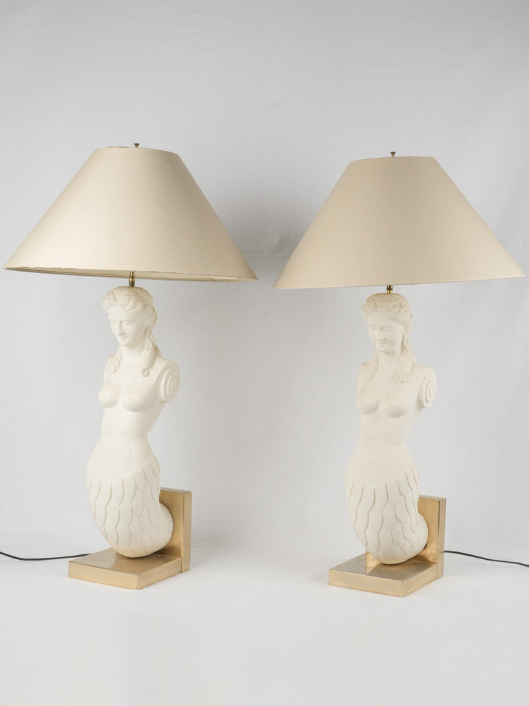 Vintage French pair of sculptural stone mermaid table lamps 40¼" – Chez ...