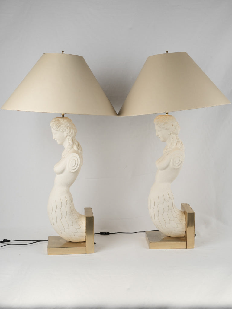 Vintage French pair of sculptural stone mermaid table lamps 40¼" – Chez ...
