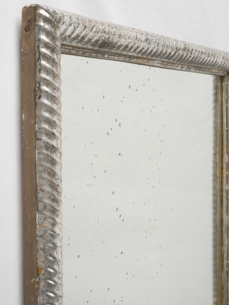 Large rectangular French ribbed mercury mirror - silver 44" x 24½ ...
