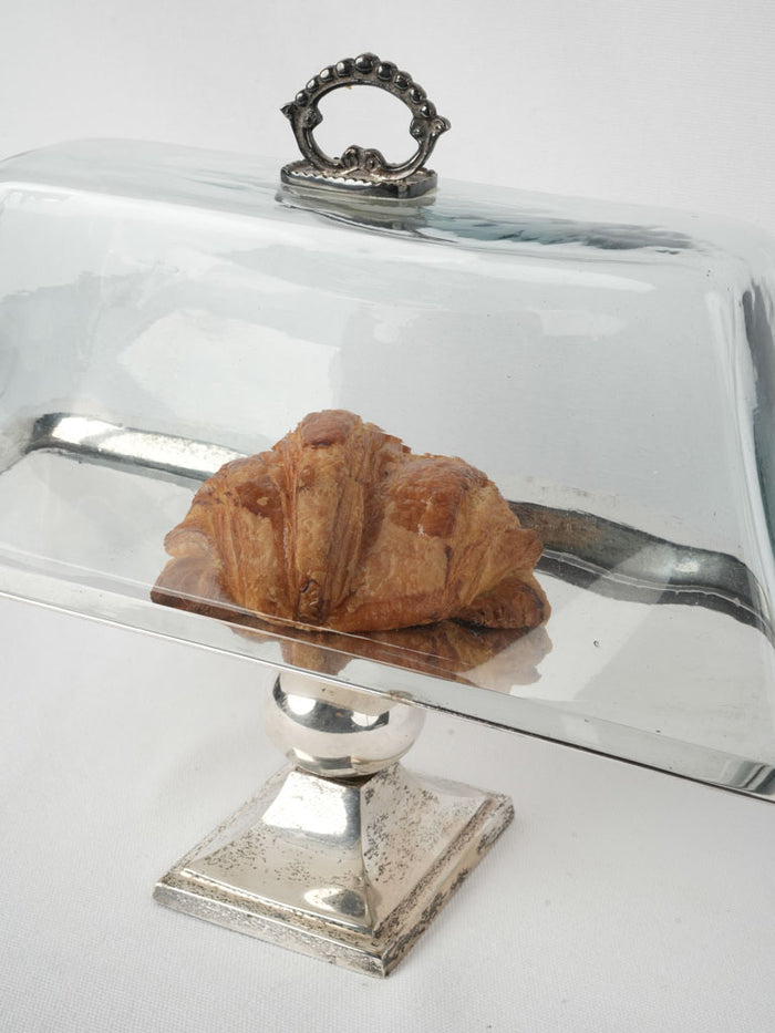 Vintage rectangular cloche & footed platter 16½"