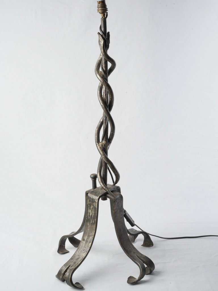 Tall French Wrought Iron Serpent Table Lamp Circa 1930s–1940s - 33"