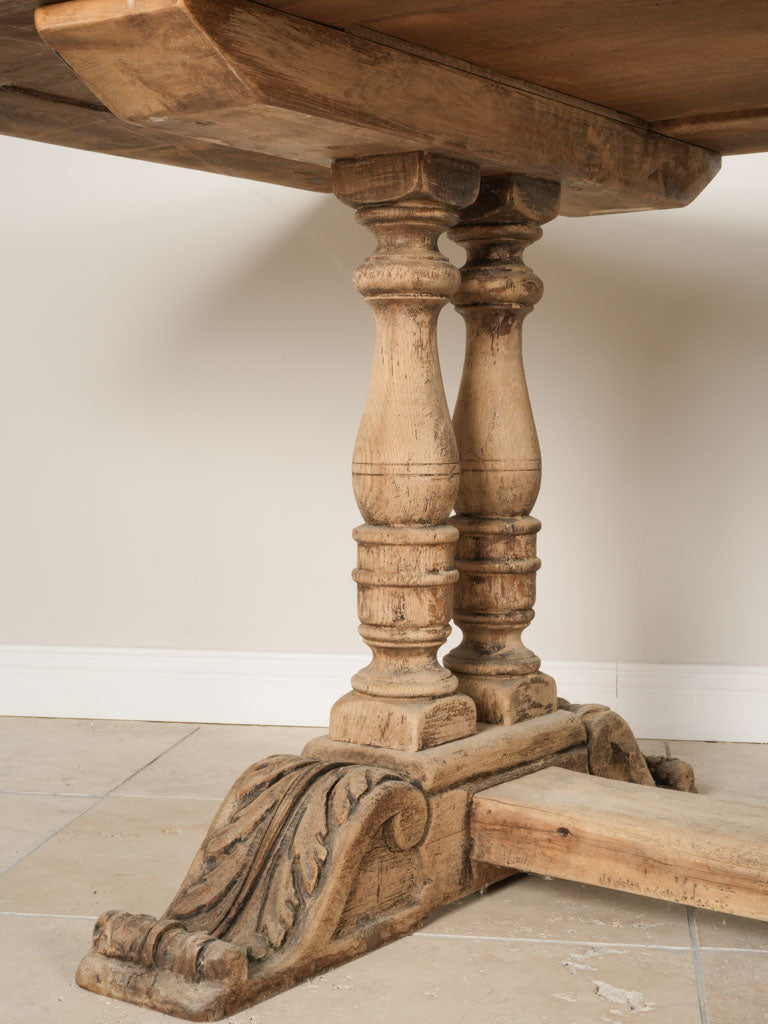 Antique French monastery dining table - oak w/ acanthus leaf feet 110¼ ...