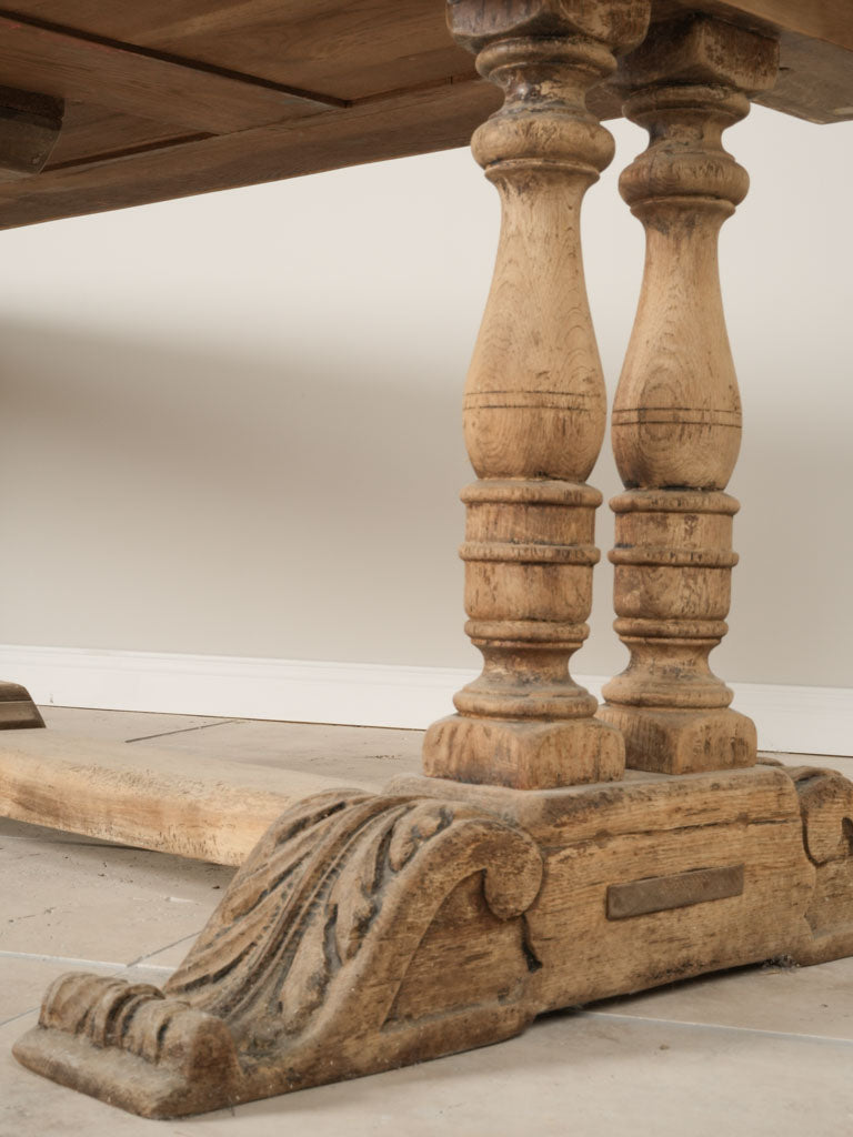 Antique French monastery dining table - oak w/ acanthus leaf feet 110¼ – Chez Pluie
