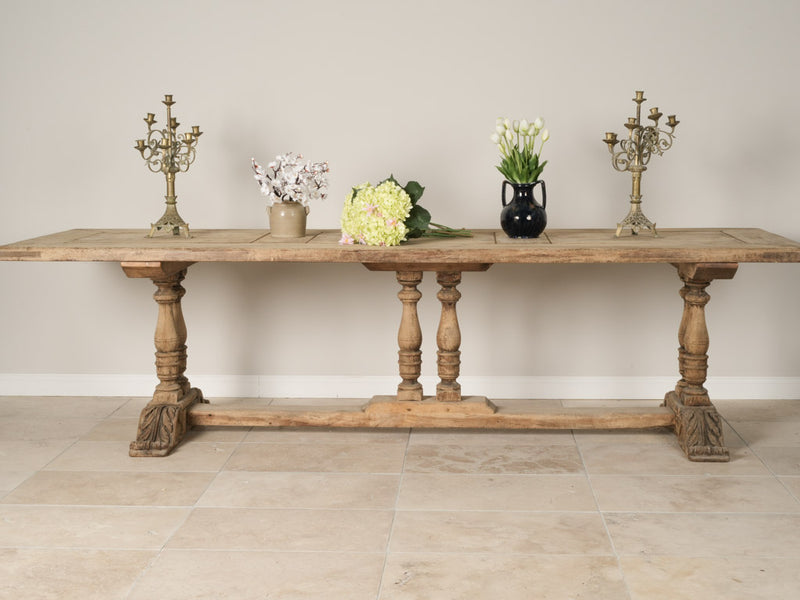 Antique French monastery dining table - oak w/ acanthus leaf feet 110¼ ...