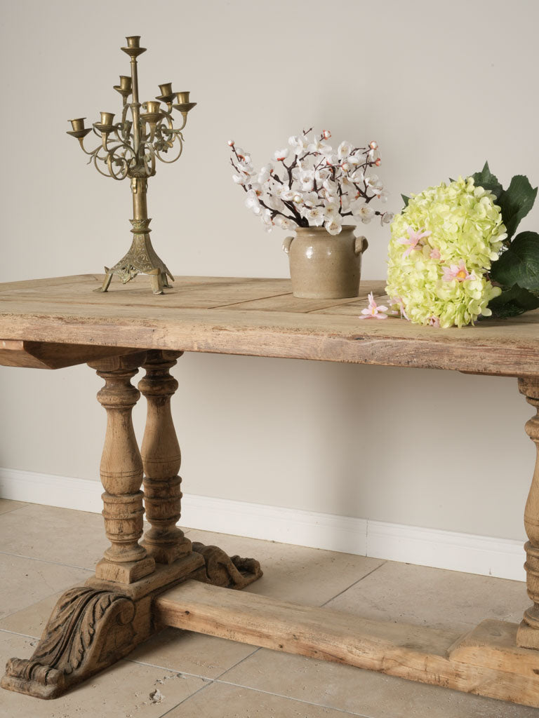 Antique French monastery dining table - oak w/ acanthus leaf feet 110¼ ...