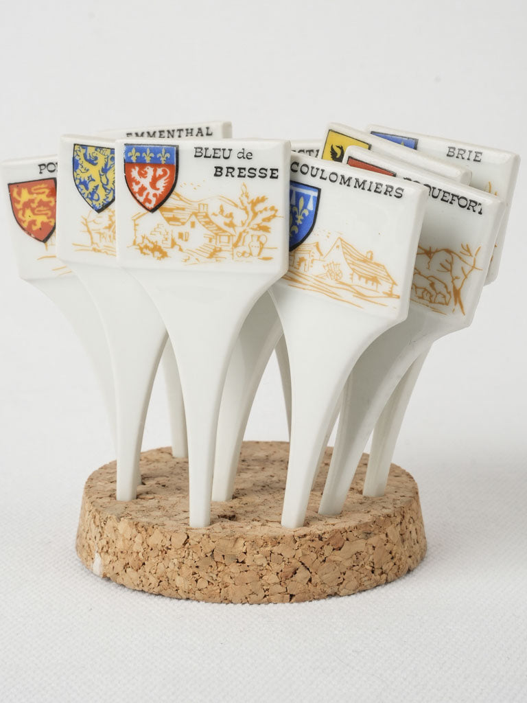 3¼" Vintage porcelain cheese label spikes x 11