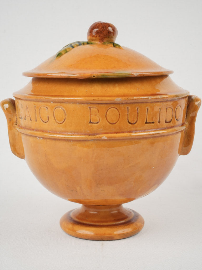 Provençal terracotta soup tureen - L'aigo Boulido Sauvo la vido 10¼"