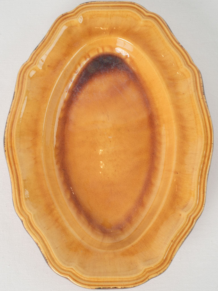 Antique French serving platter from Dieulefit w/ yellow glaze 11¾"