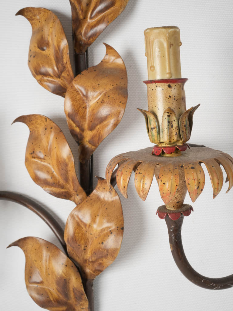 Pair of vintage two-light wall sconces w/ floral motifs – Chez Pluie